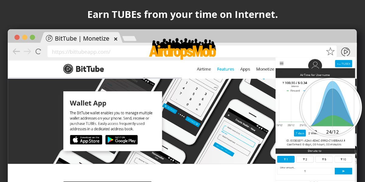 BitTube (TUBE) Airdrop Earn free tube crypto tokens