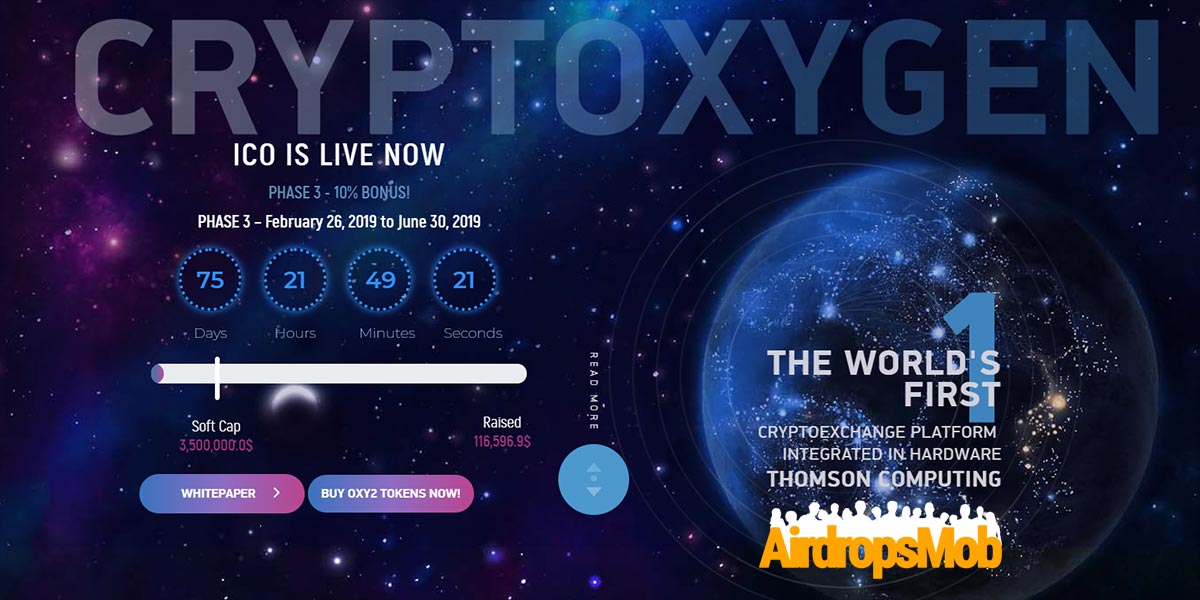 Cryptoxygen (OXY2) Airdrop Earn free oxy2 crypto tokens